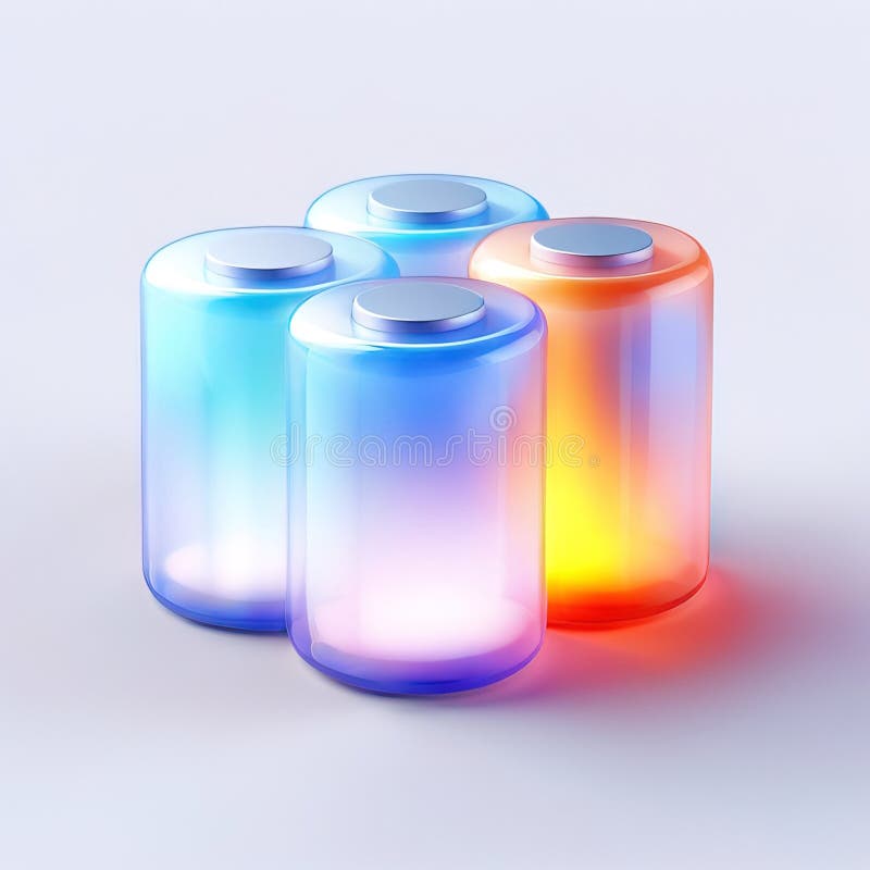 Icon of Batteries, Glossy Glass Style Stock Illustration - Illustration ...