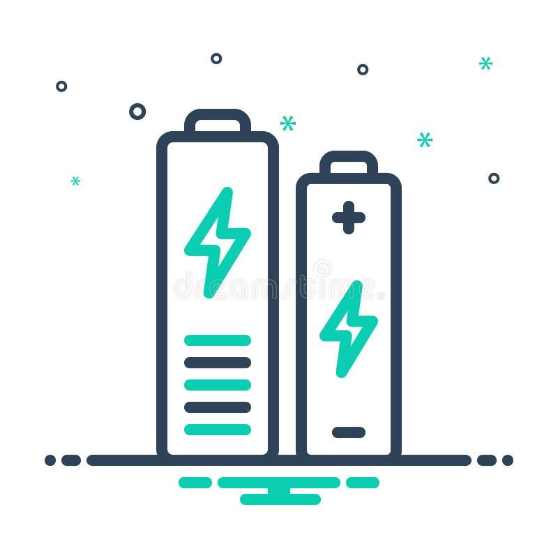 Mix Icon for Batteries, Power Unit and Charge Stock Illustration ...