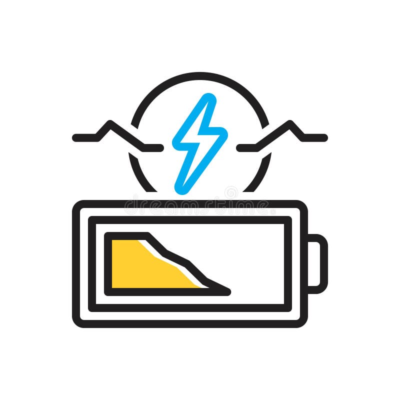 Multi Color Icon for Battery, Recharge and Voltage Stock Illustration ...