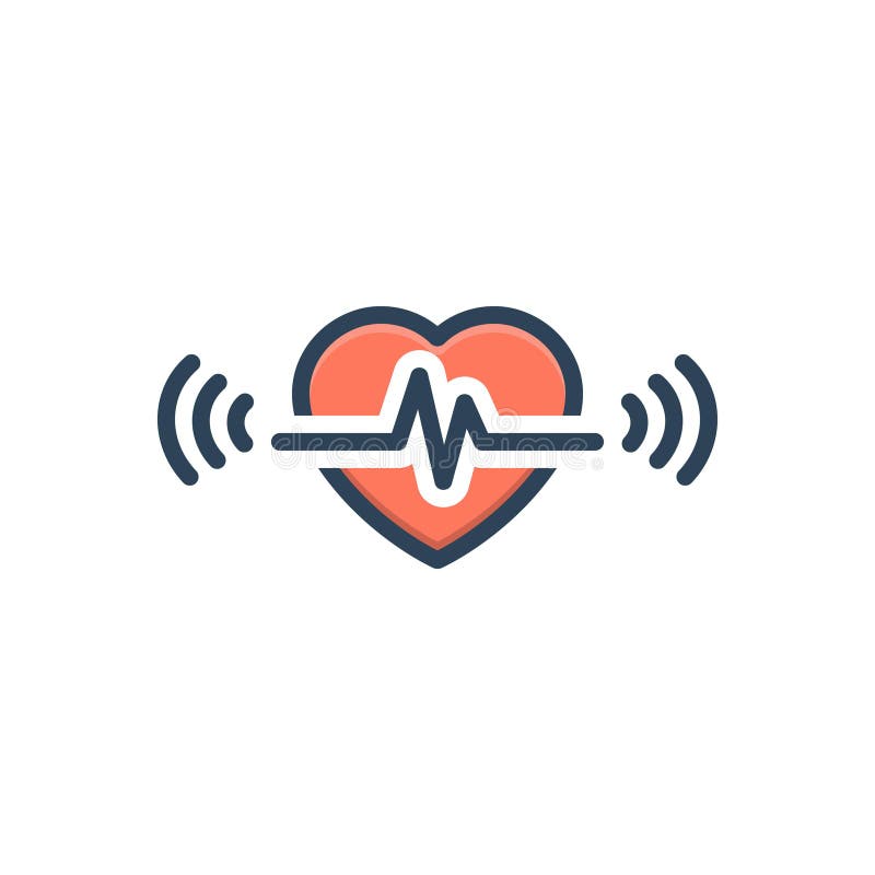 Color Illustration Icon for Beating Heart, Heartthrob and Ecg Stock ...