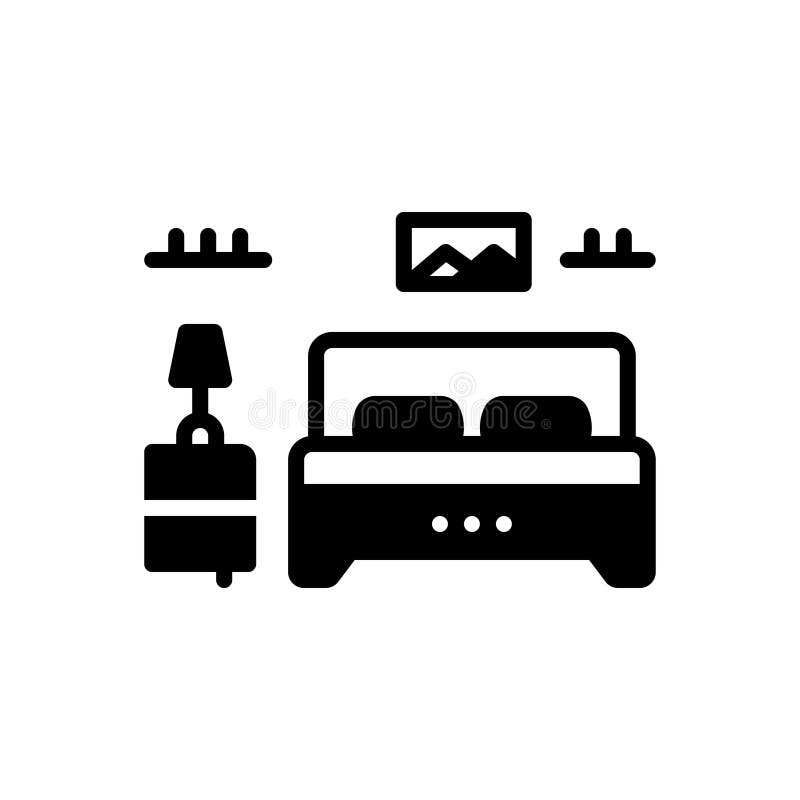 Black Solid Icon for Bedrooms, Dorm and Dormitory Stock Vector ...