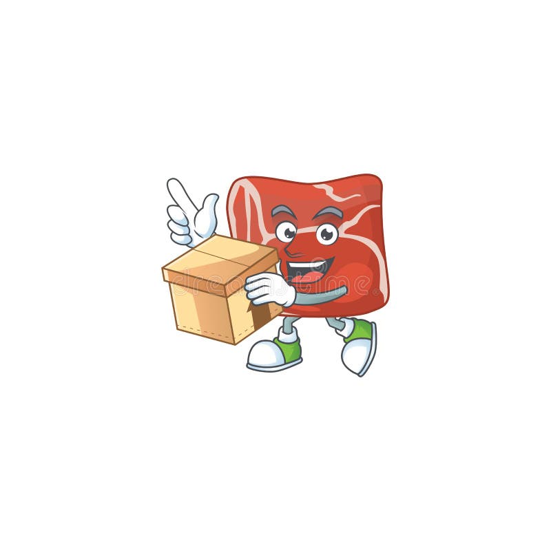 An Icon of Beef Mascot Design Style with a Box Stock Vector ...