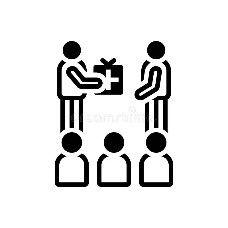 Black Solid Icon for Behalf, Favor and Contribution Stock Illustration ...