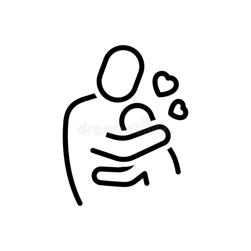 Black Line Icon for Beloved, Hug and Cherished Stock Illustration ...