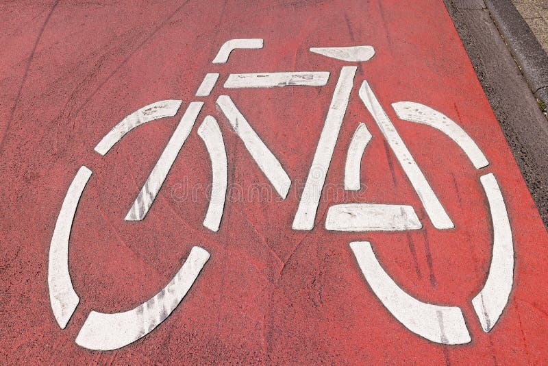 Icon of a Bicycle on a Cycle Track on the Street Stock Photo - Image of ...