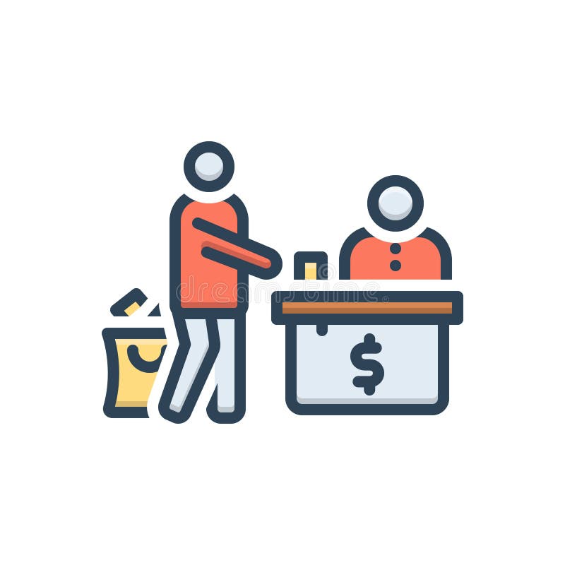 Color Illustration Icon for Billing, Cash Counter and Cashier Stock ...