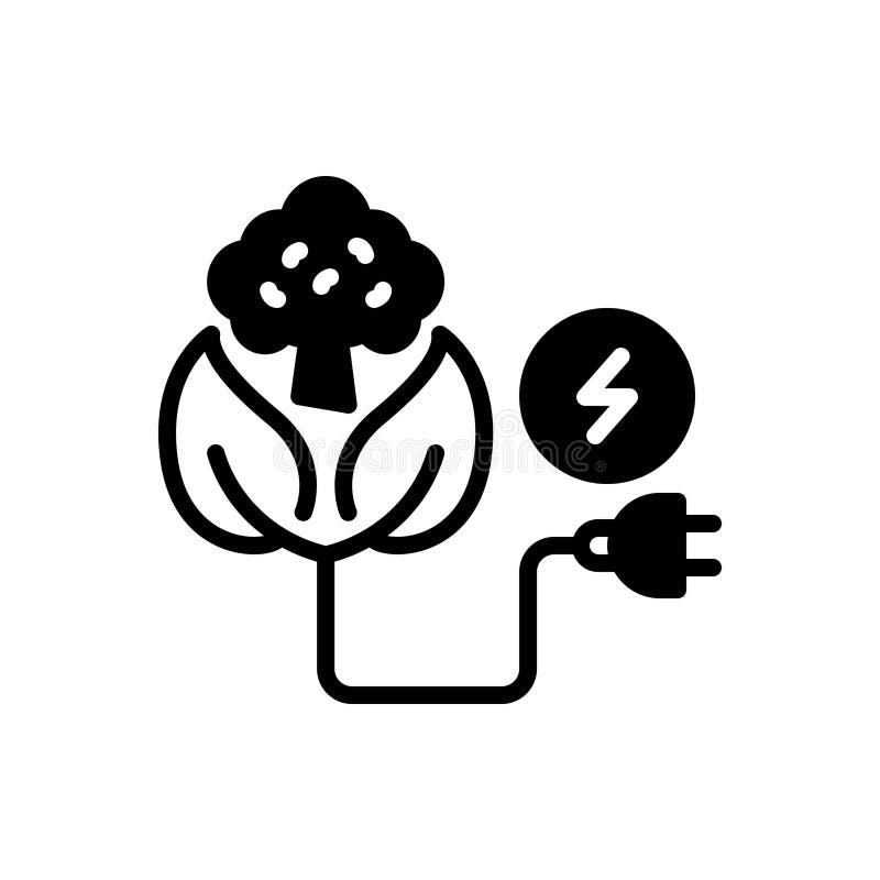 Black Solid Icon for Biomass, Renewable and Energ Stock Illustration ...