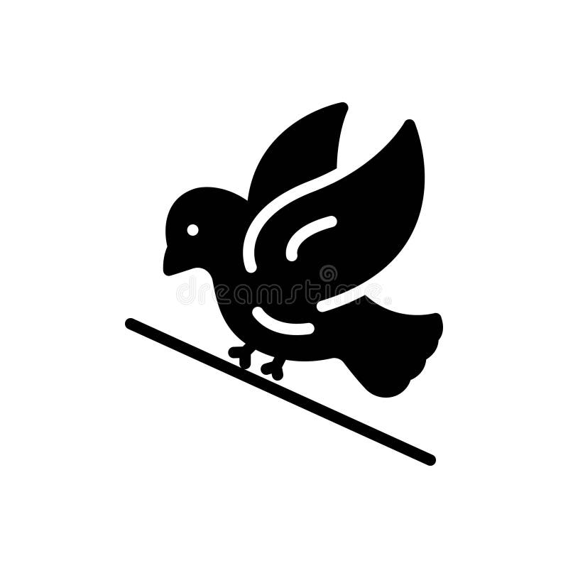 Black Solid Icon for Bird, Birdie and Flying Stock Illustration ...