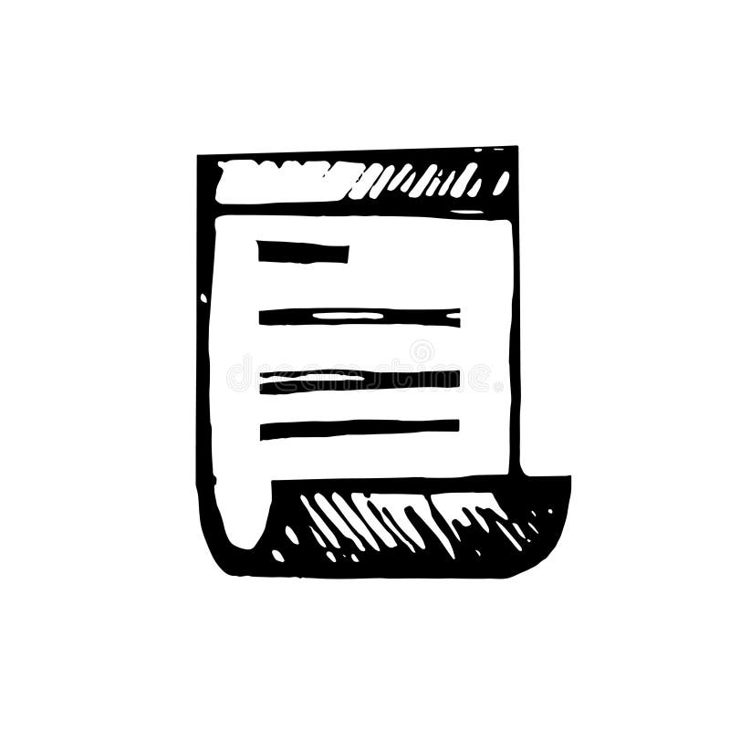 Icon Black Hand Drawn Simple Outline Document File Sheet Symbol. Vector ...