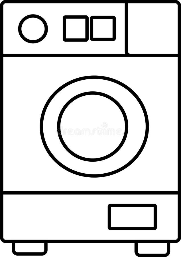 Icon Black Outline Washing Machine Stock Vector - Illustration of ...