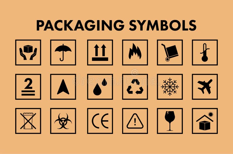 Icon with Black Packaging Symbols. Green Set. Sticker Pack. Vector Icon ...