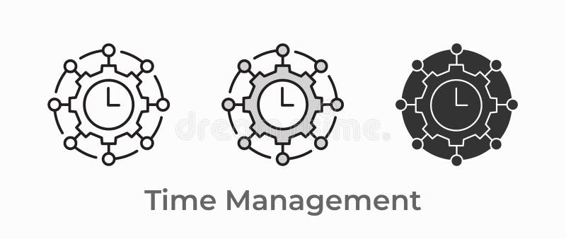 Time Management Icon. Black Vector Illustration Isolated on White ...