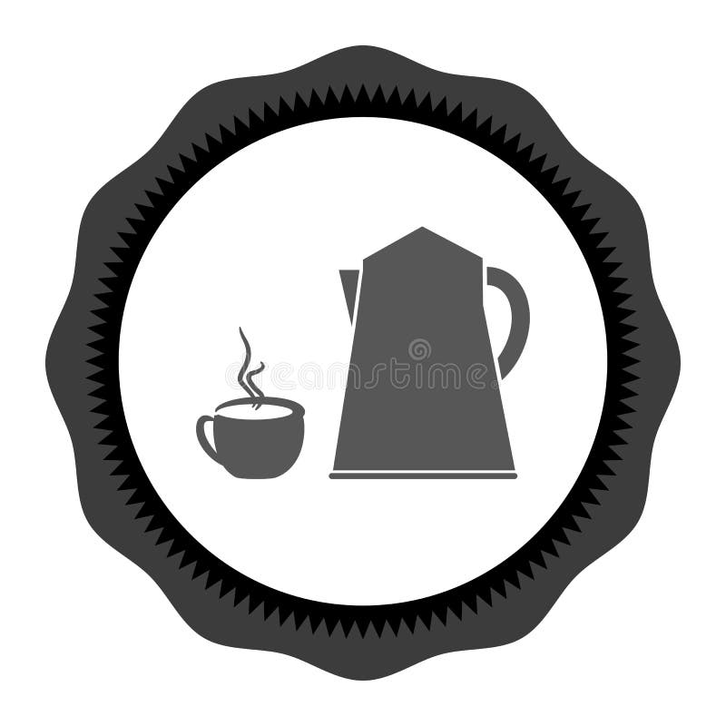 Icon Black on White Cup of Coffee Tea with Steam Line Stock ...