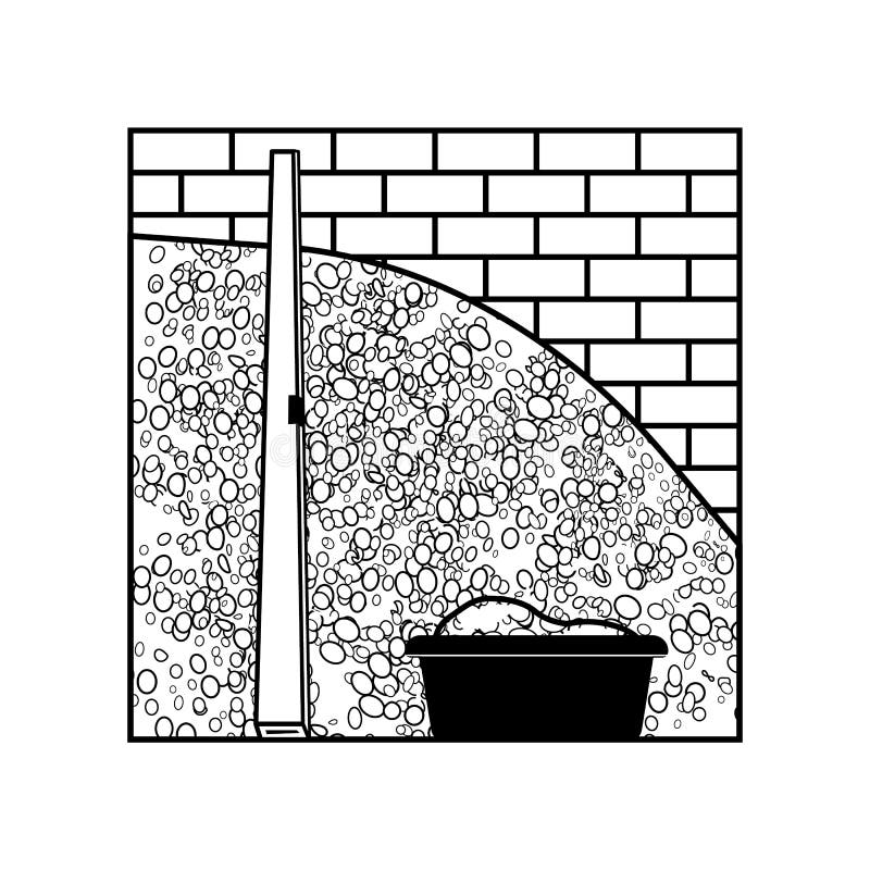 Icon Black and White Image of Plaster Construction Work Stock Vector ...