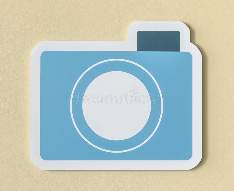Icon of blue paper camera stock illustration. Illustration of sing ...