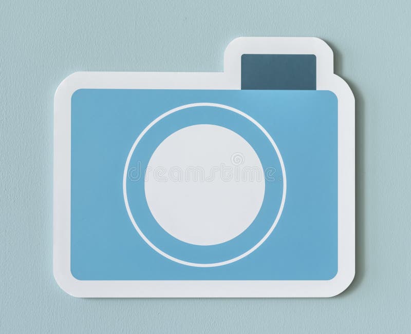 Icon of blue paper camera stock illustration. Illustration of element ...