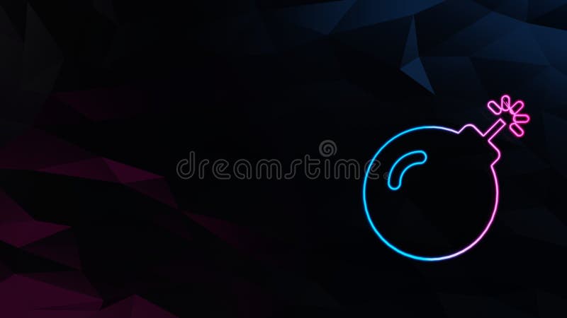 Neon Bomb Icon. Glowing Neon Bomb Sign with Heart, Love Explosion Stock ...