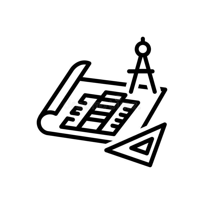 Black Line Icon for Blueprints, Architect and Renovation Stock Vector ...