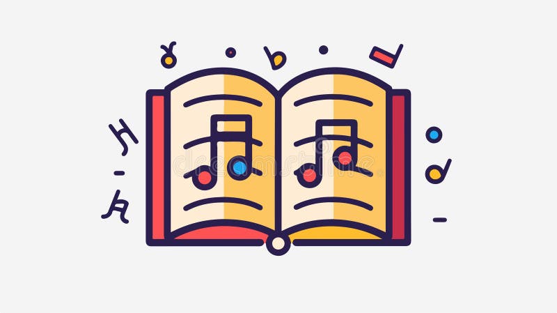 Musical Book Notes Icon for Multimedia Projects and Designs Stock ...