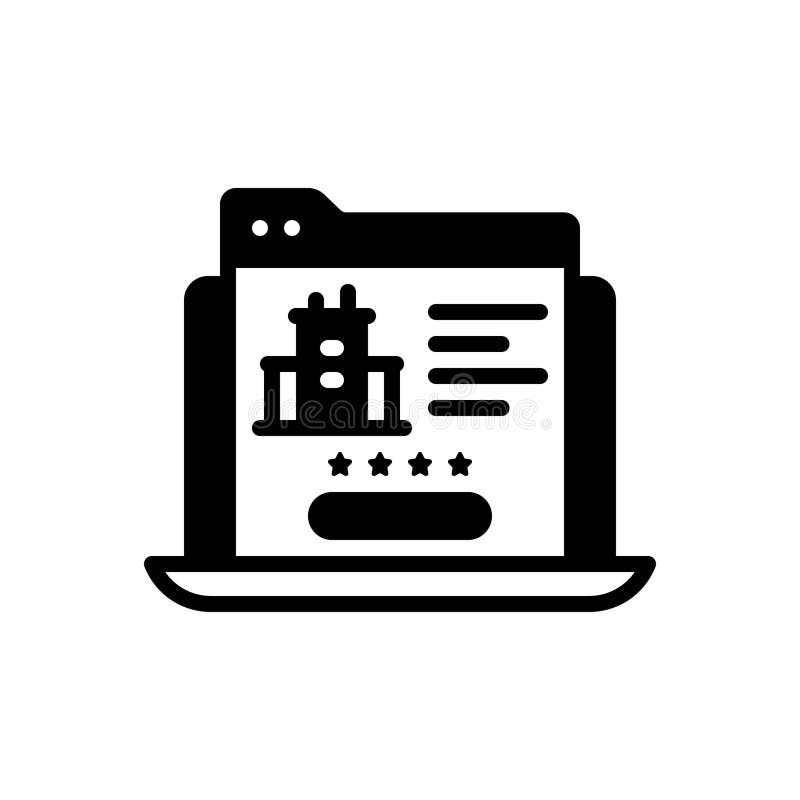 Black Solid Icon for Booking, Reservation and Hotel Stock Vector ...