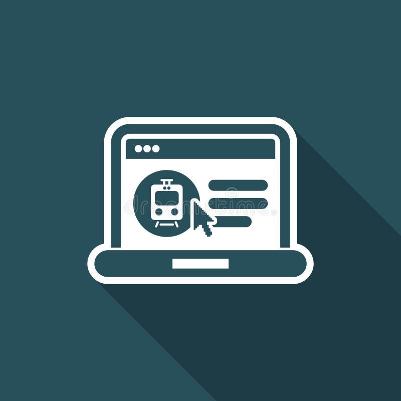 Icon of Booking Train Ticket on Web Agency Stock Vector - Illustration ...