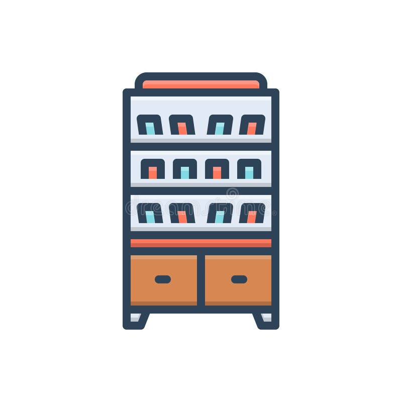 Color Illustration Icon for Bookshelf, Education and Library Stock ...