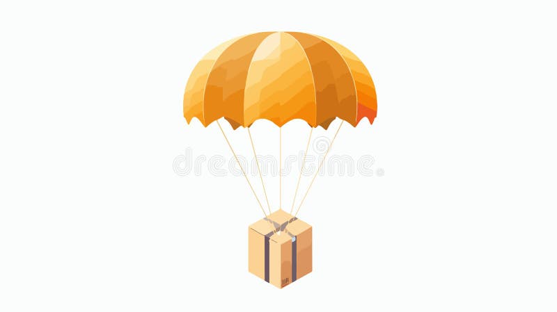 Airdrop Concept Parachute Box Falling Image Stock Vector - Illustration ...