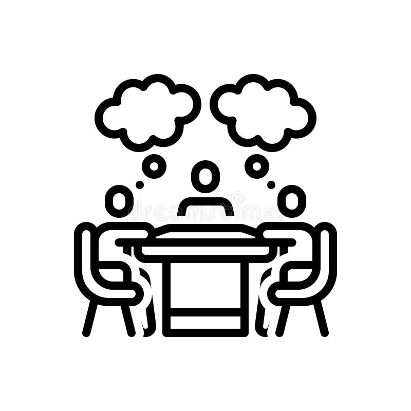 Black Line Icon for Brain Storm, Deliberate and Discussion Stock Vector ...