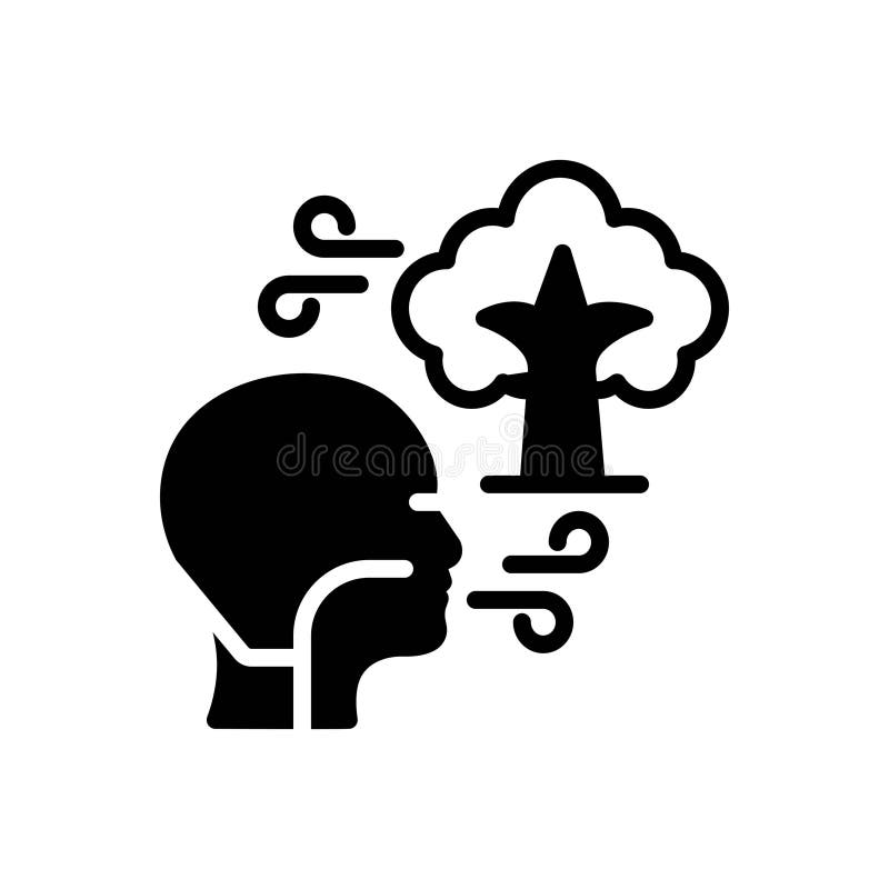 Black Solid Icon for Breathing, Respiration and Breath Stock Vector ...