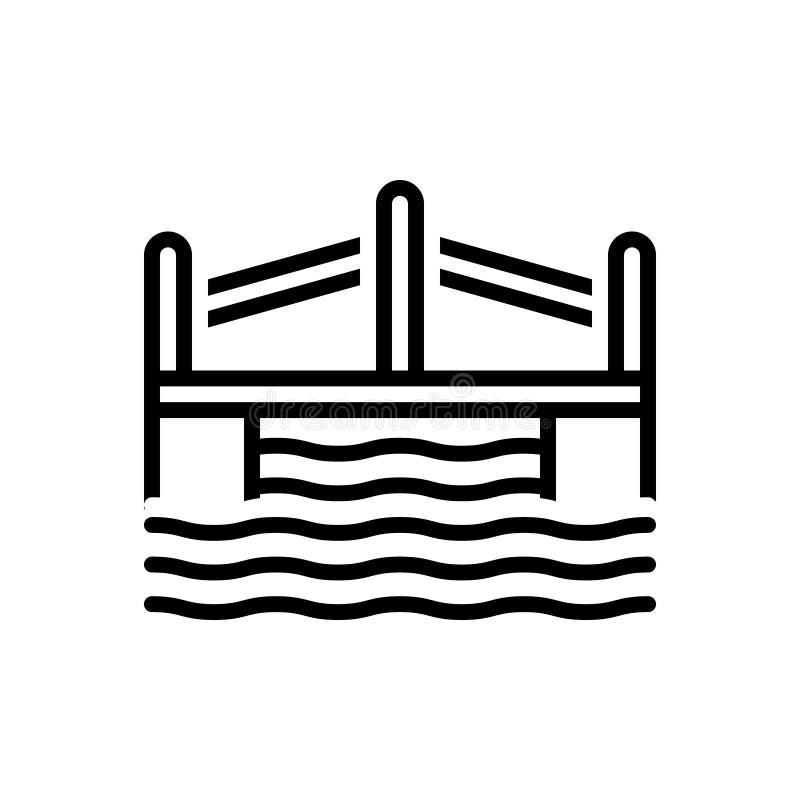 Black Line Icon for Bridge, Viaduct and Construction Stock Vector ...