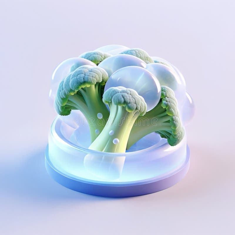 Icon of Broccoli, Glossy Glass Style Stock Illustration - Illustration ...
