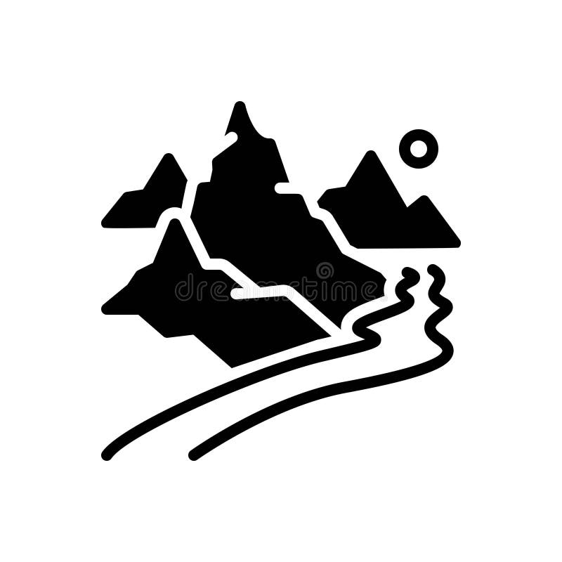 Black Solid Icon for Brook, Streamlet and River Stock Vector ...