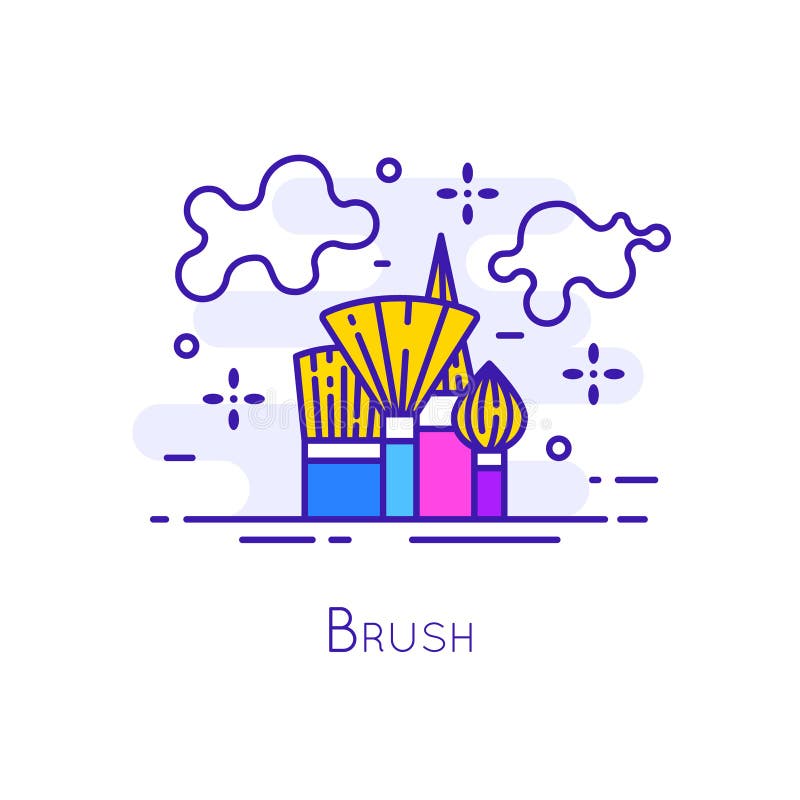 Icon with Brushes of Different Shapes. Thin Line Flat Design Stock ...