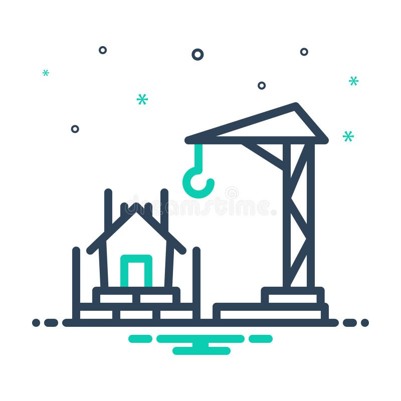 Mix Icon for Build, Constructed and Crane Stock Vector - Illustration ...