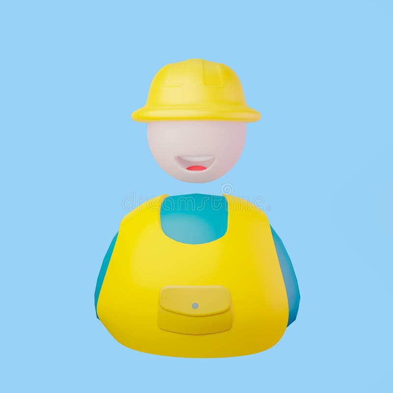 Icon - a Builder in a Yellow Uniform and a Helmet. 3d Render Stock ...