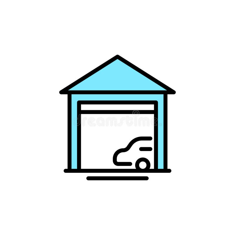 Icon Building Car Garage Symbols Architecture Stock Vector ...