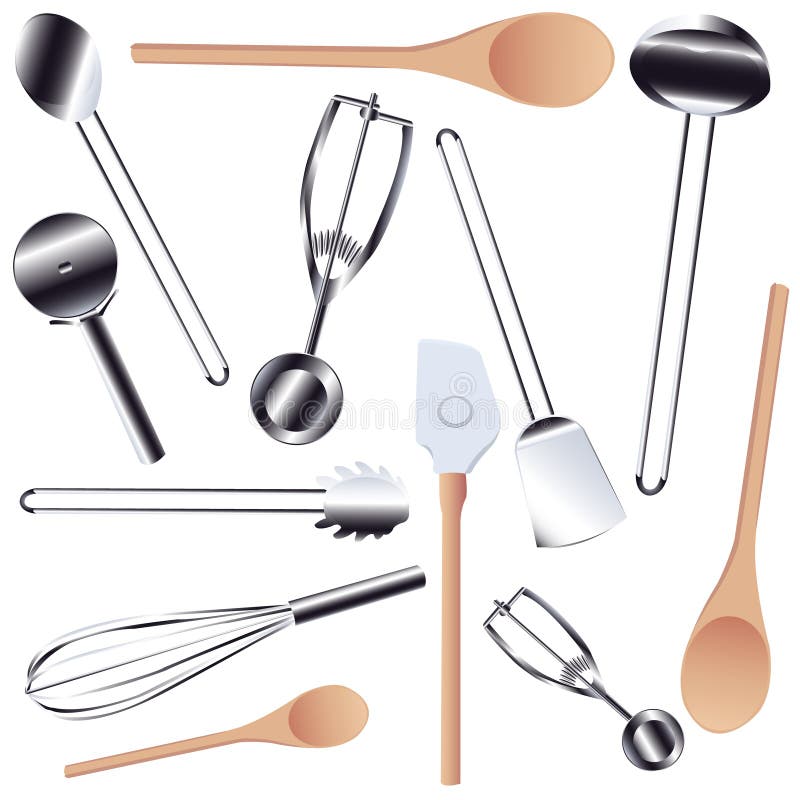 Seamless Kitchen Tools Pattern in Vector Realistic Modern Design Set Stock Vector - Illustration ...