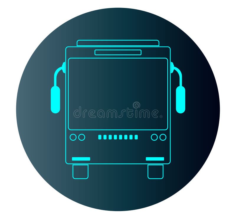 Icon of Bus in Blue Dark Background Vector Stock Vector - Illustration ...