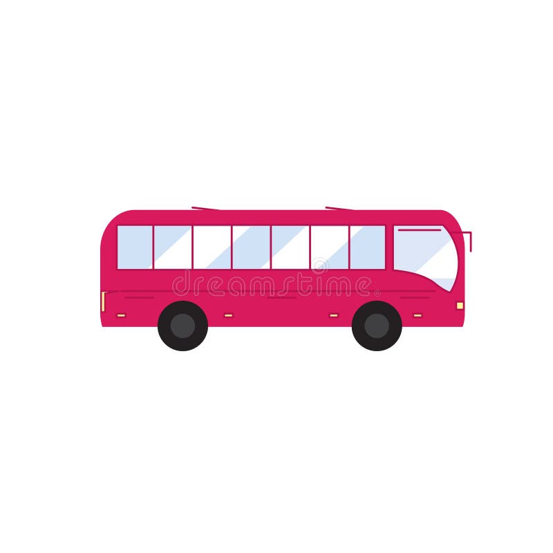 Icon Bus in Flat Style. Pink Bus Stock Vector - Illustration of modern ...