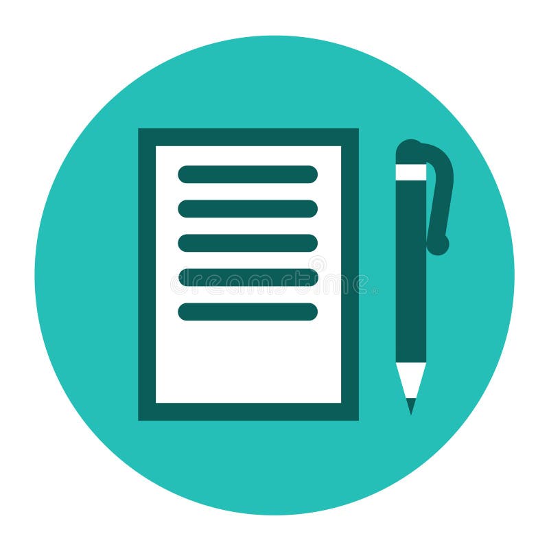 Icon with a Business Document and Pen. Stock Vector - Illustration of ...