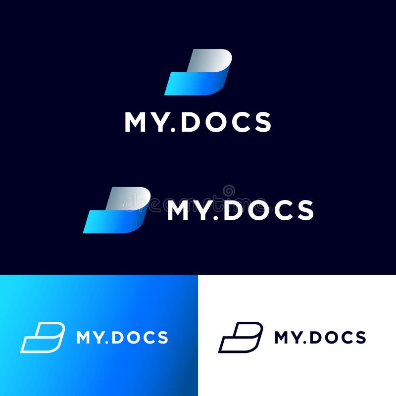 My Docs Logo. D Monogram. Letter D from White-blue Paper Strip or Ribbon in Origamy Style. Stock ...