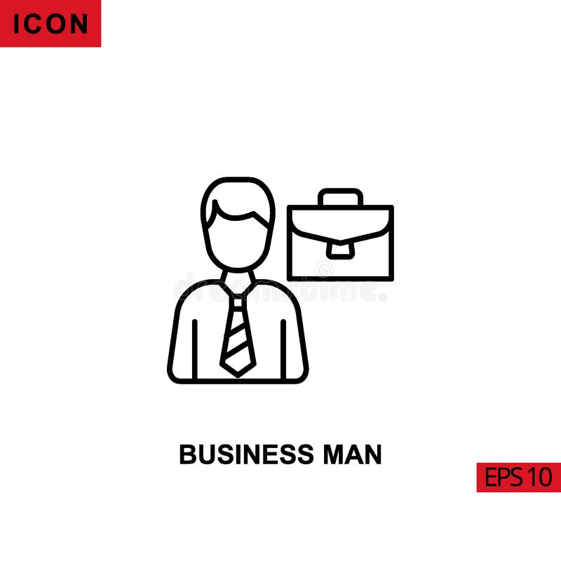 Icon Business Man with Briefcase. Outline, Line or Linear Vector Icon ...