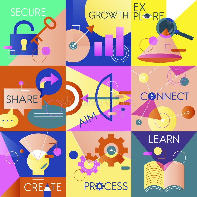 Icon Business Vector Set Colorful Stock Vector - Illustration of ...