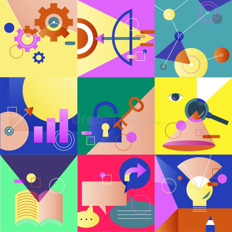 Icon Business Vector Set Colorful Stock Vector - Illustration of icon ...