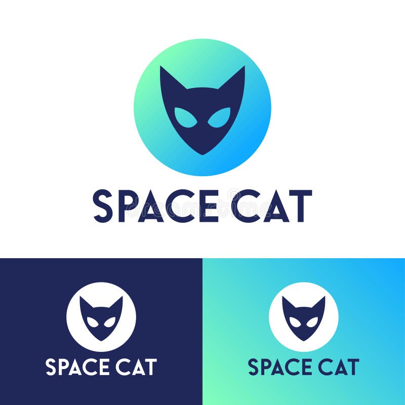 Space Cat Logo. the Head of a Cat with Large Eyes into a Circle ...
