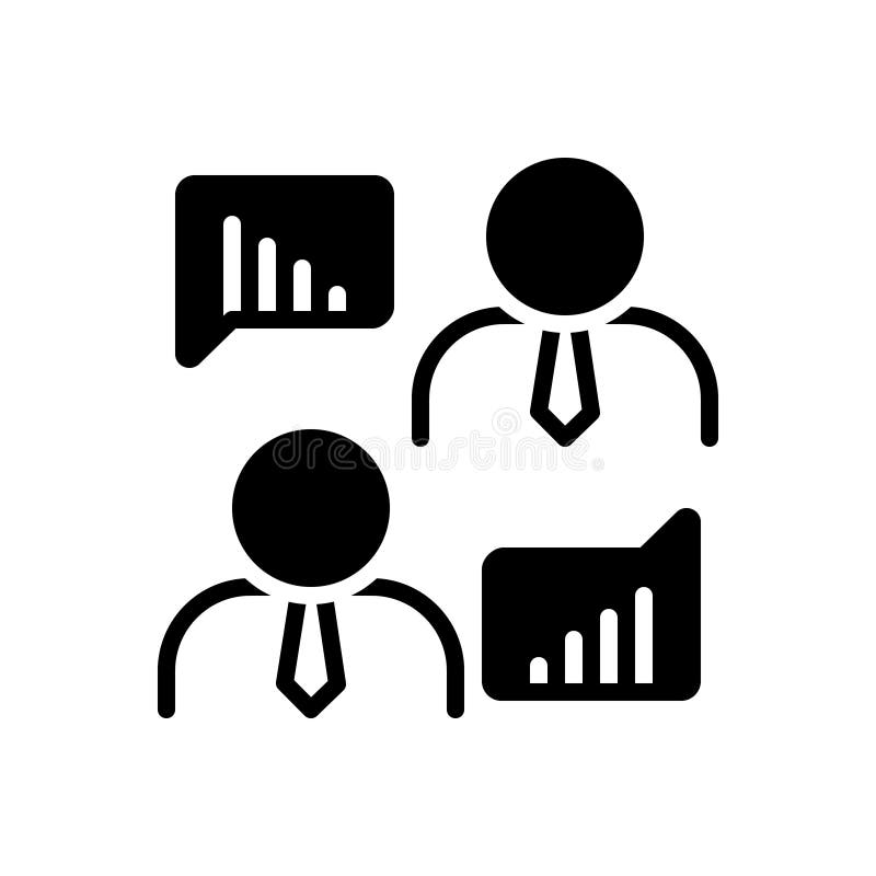 Black Solid Icon for Businessman Talking about Data Analysis ...