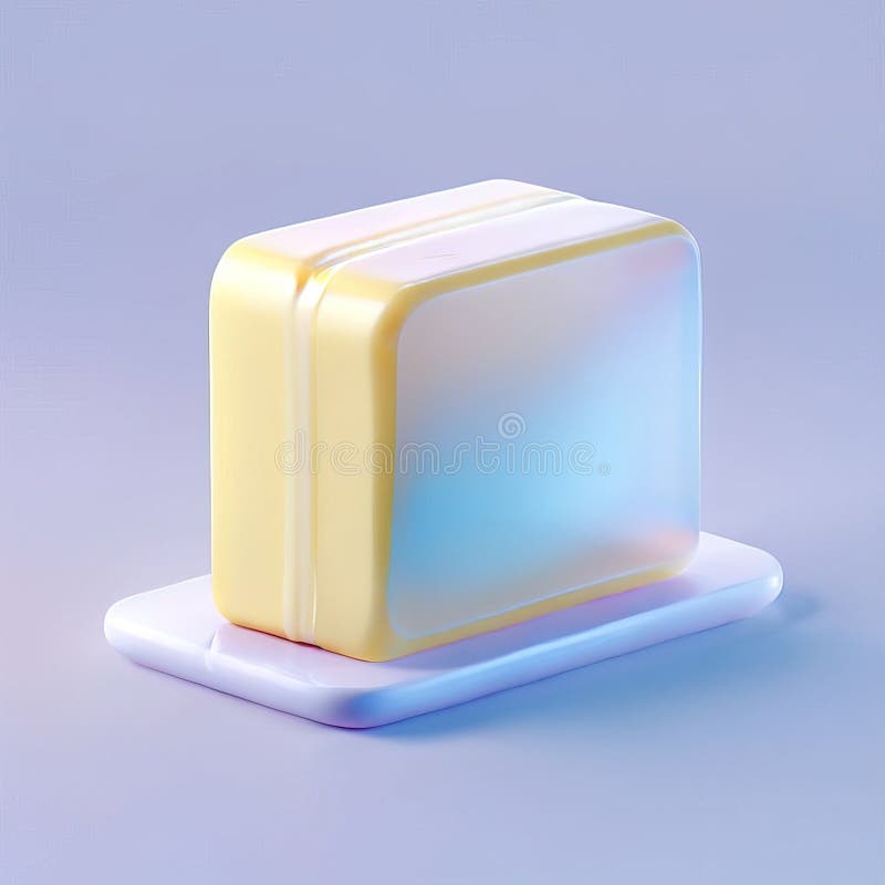 Icon of Butter, Glossy Glass Style Illustration Stock Illustration ...