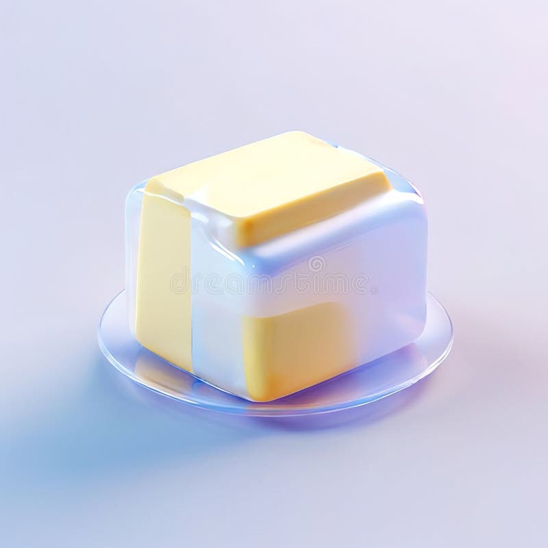 Icon of Butter, Glossy Glass Style Illustration Stock Illustration ...
