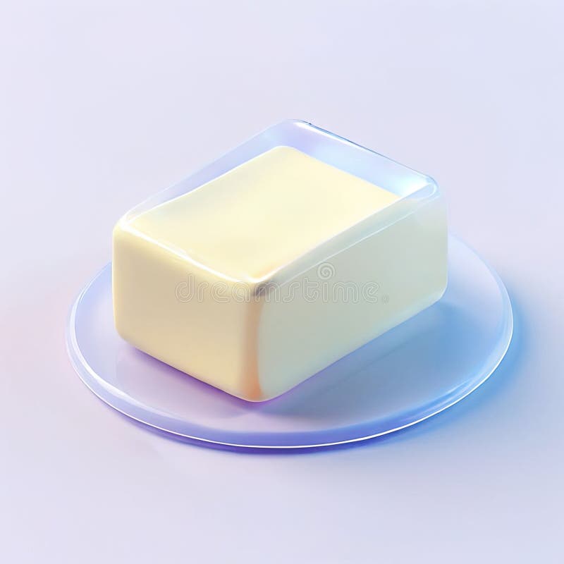Icon of Butter, Glossy Glass Style Illustration Stock Illustration ...
