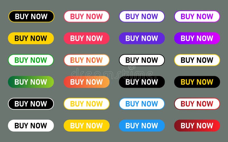 BUY NOW Buttons Collection for Website Interface Colorful Gradient Sign ...